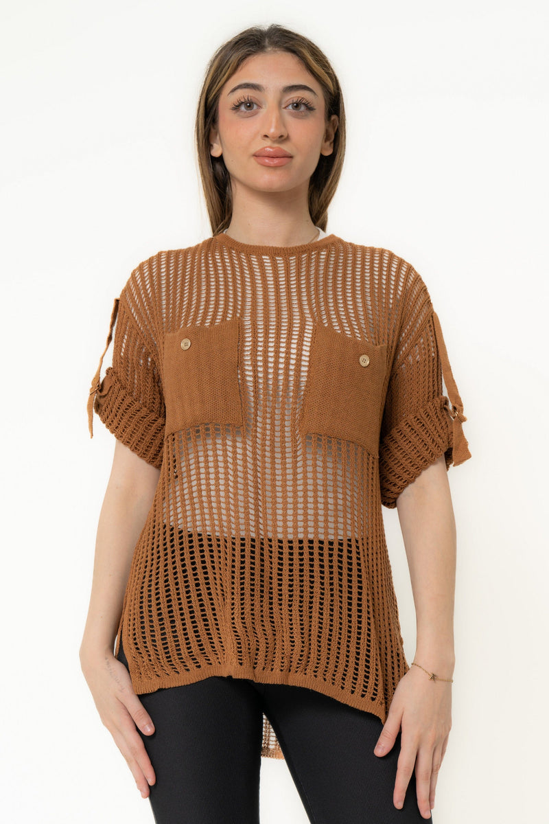 Buy Openwork Half Sleeve Chest Sleeve Women's Blouse online in KSA ...