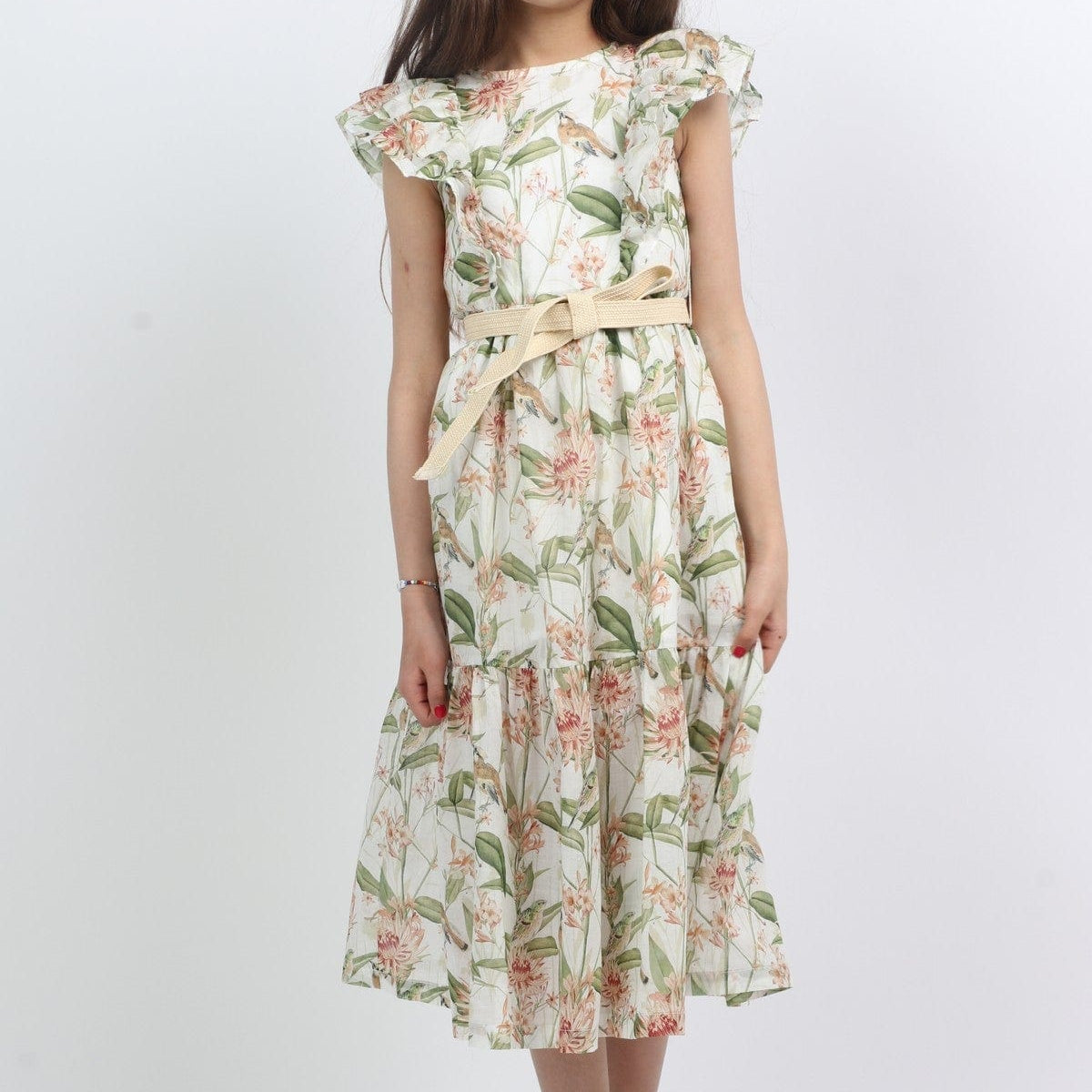 A tree dress with a long waist belt - multi -colored Fashion site ...